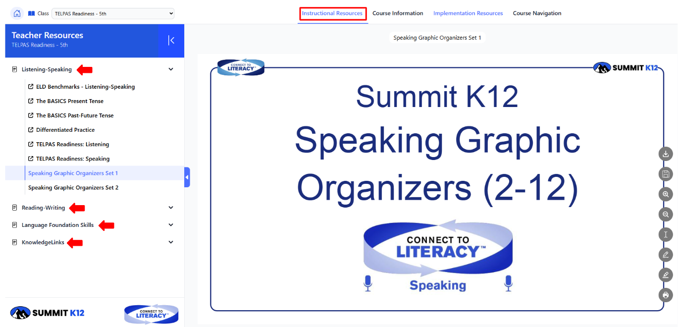 Instructional Resources: Teacher's Guide for Connect to Literacy - TX ELD